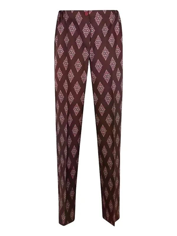 F.R.S FOR RESTLESS SLEEPERS Diamond Print Silk Trousers - Brown