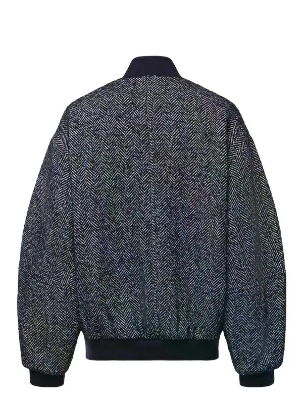 GENNY Herringbone-pattern Bomber Jacket - Blue