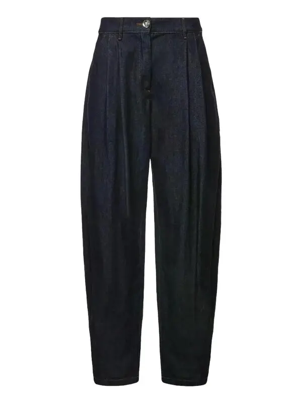 GENNY Pleated Tapered-leg Jeans - Blue