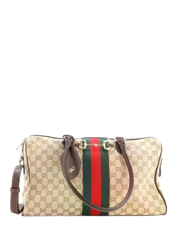 Gucci Borsetto Boston Bag Gg Canvas Large Handbag - Brown