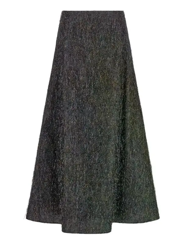 Peserico Metallic-yarn Frayed Midi Skirt - Grey