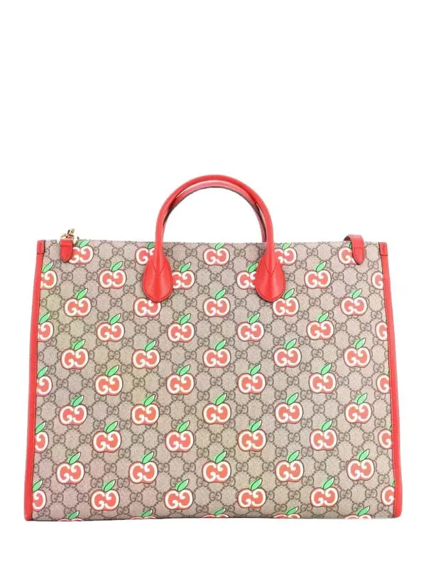 Gucci Convertible Open Apple Gg Coated Canvas Large Tote Bag - Multicolour