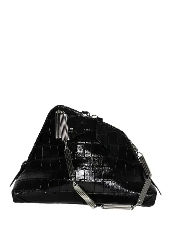 Attico La Scala Croc-effect Shoulder Bag - Black