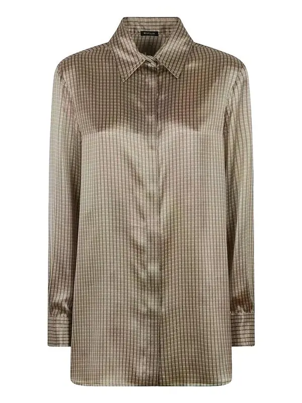 Kiton Checked Silk Shirt - Brown