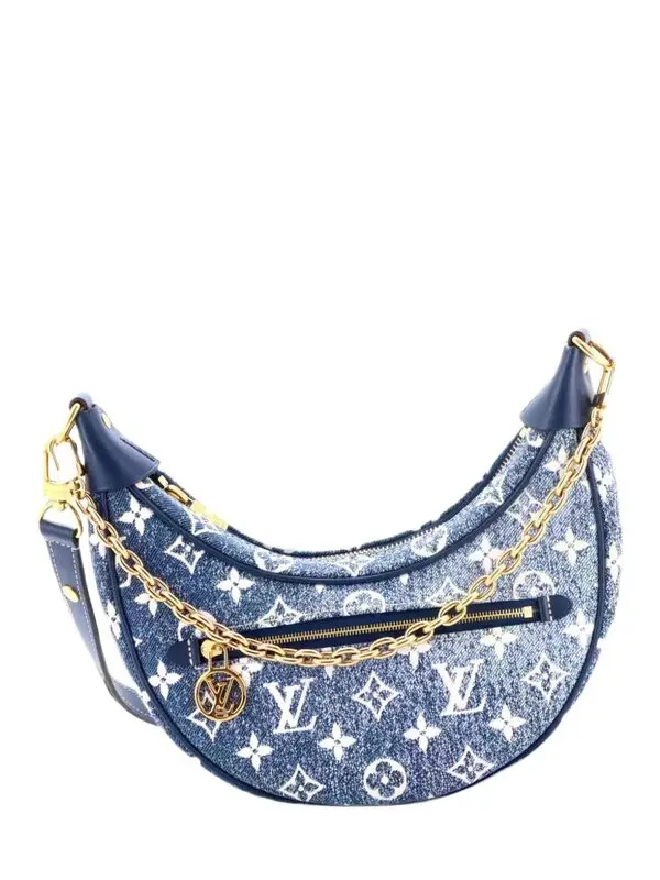 LOUIS VUITTON Loop Handbag Monogram Jacquard Denim Hobo Bag - Blue