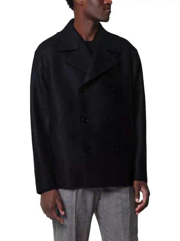 Harris Wharf London Double-breasted Peacoat - Black