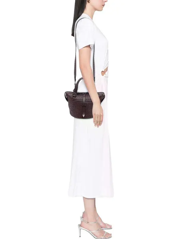 Bottega Veneta 2012-2026 Nappa Intrecciato Tambura Satchel - Red