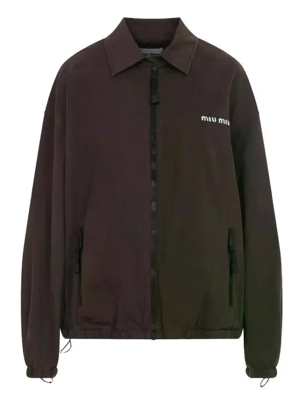 Miu Miu Washed Gabardine Blouson Jacket - Brown