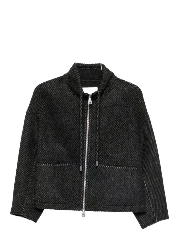 ERMANNO FIRENZE Drawstring-neck Ribbed-knit Jacket - Grey