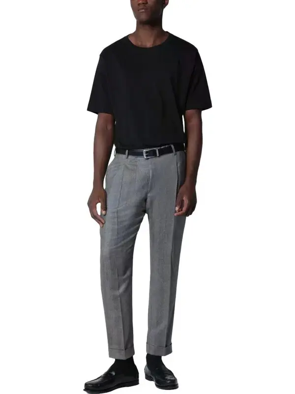 PT TORINO Herringbone Pleated Trousers - Grey