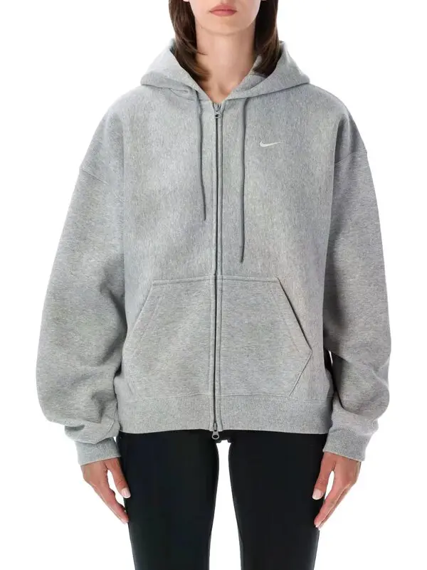 Nike Studio Logo-embroidered Zip-up Hoodie - Grey