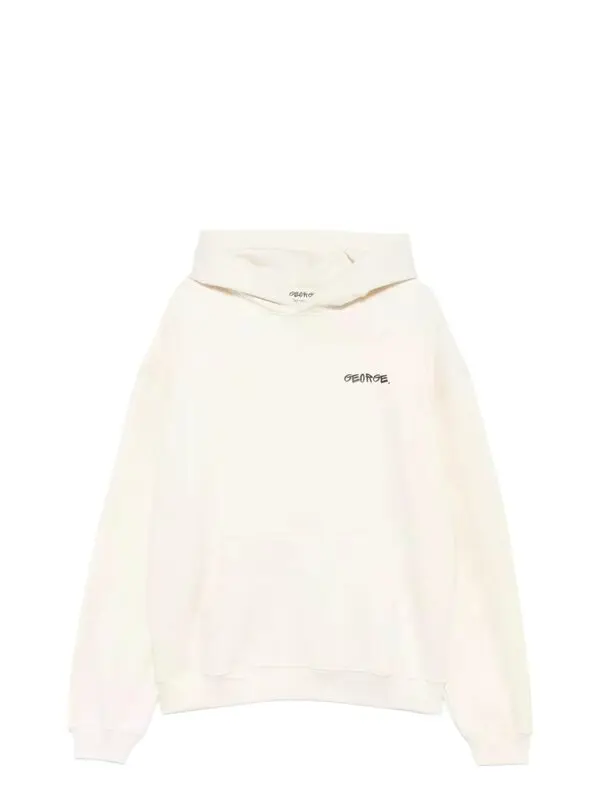 GEORGE. Logo Print Pouch Pocket Hoodie - Neutrals