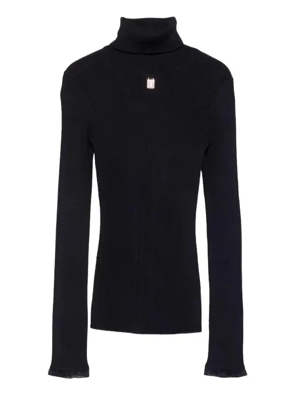 Elisabetta Franchi Logo Plaque Roll-neck Sweater - Blue