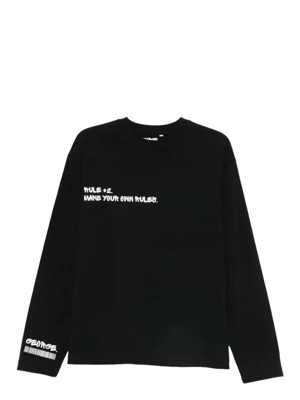 GEORGE. George Slogan Print Long Sleeve T-shirt - Black