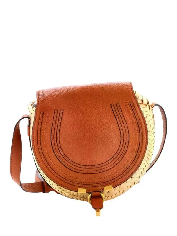 Chloé Marcie Basket Raffia And Leather Small Crossbody Bag - Brown