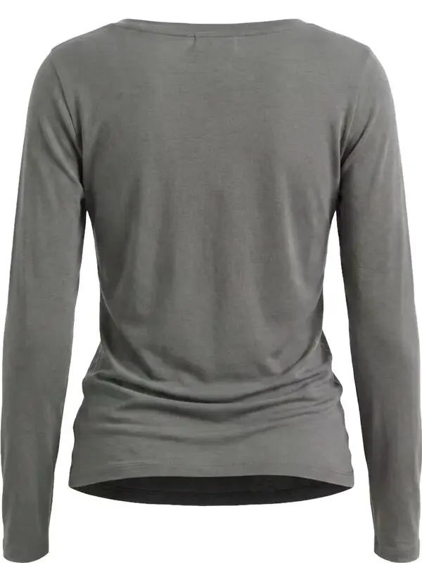 PUROTATTO Long Sleeve Crew Neck Jersey Sweater - Grey