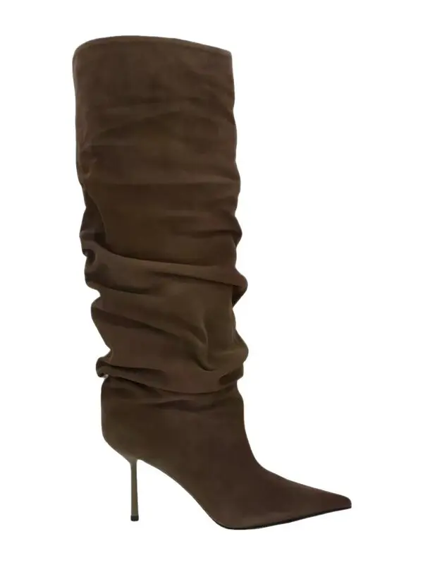 LE SILLA Bella Ruched-shaft Pointed-toe Stiletto Boots - Brown
