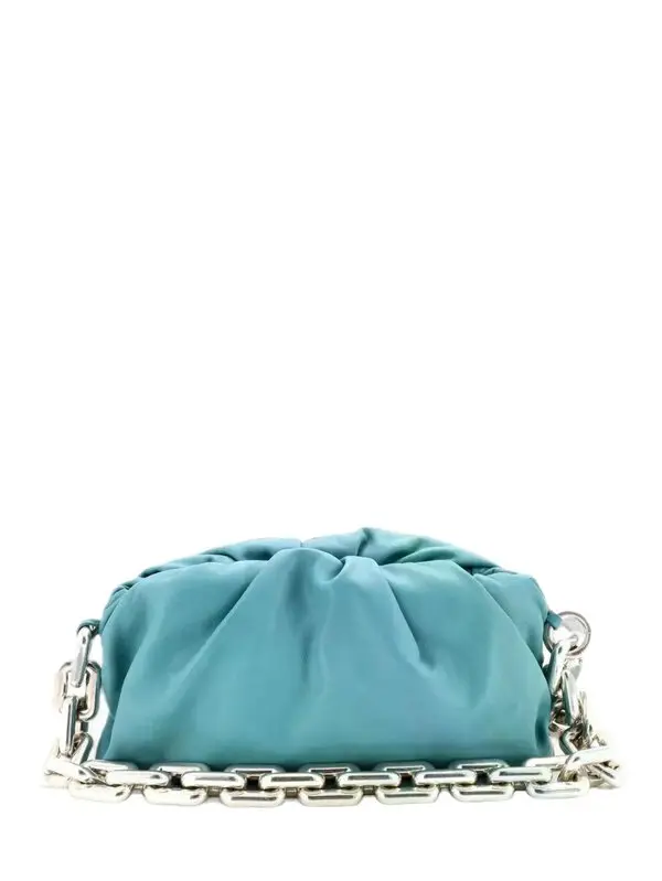 Bottega Veneta The Chain Pouch Leather Shoulder Bag - Blue