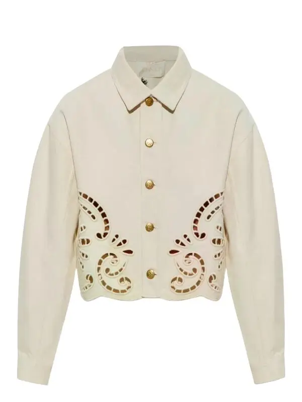 Ulla Johnson Bobbi Cut-out Denim Jacket - Neutrals