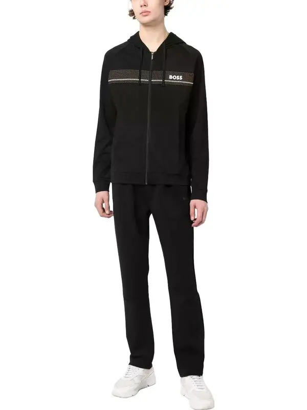BOSS Logo-print Zip-up Hoodie - Black