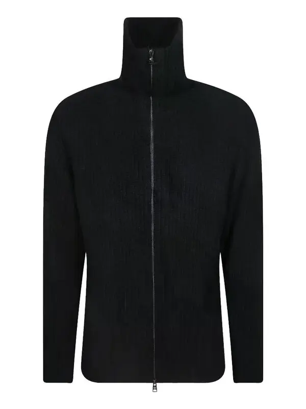 Tagliatore Ribbed-knit Zip-up Sweater - Black