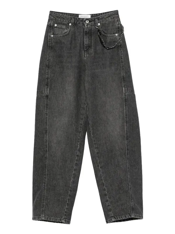ERMANNO FIRENZE Chain-link Wide-leg Jeans - Grey