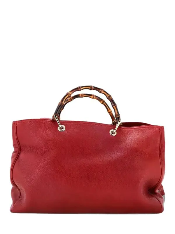 Gucci Bamboo Shopper Leather Large Tote Bag - Red