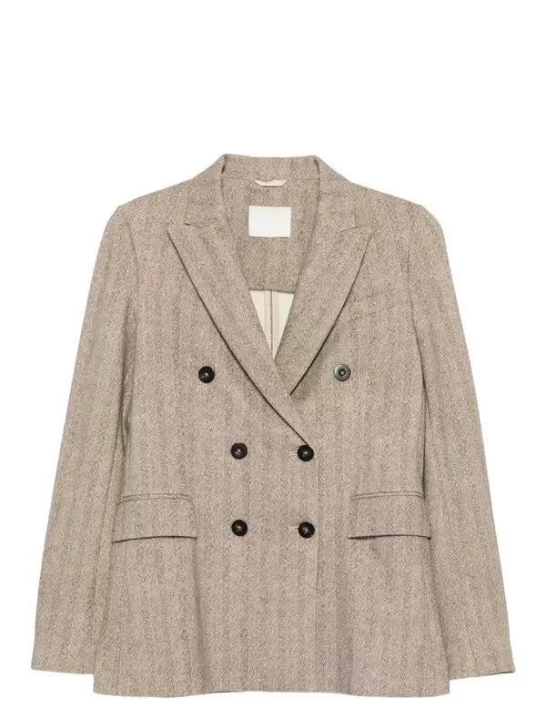 CIRCOLO 1901 Double-breasted Herringbone Jacket - Neutrals