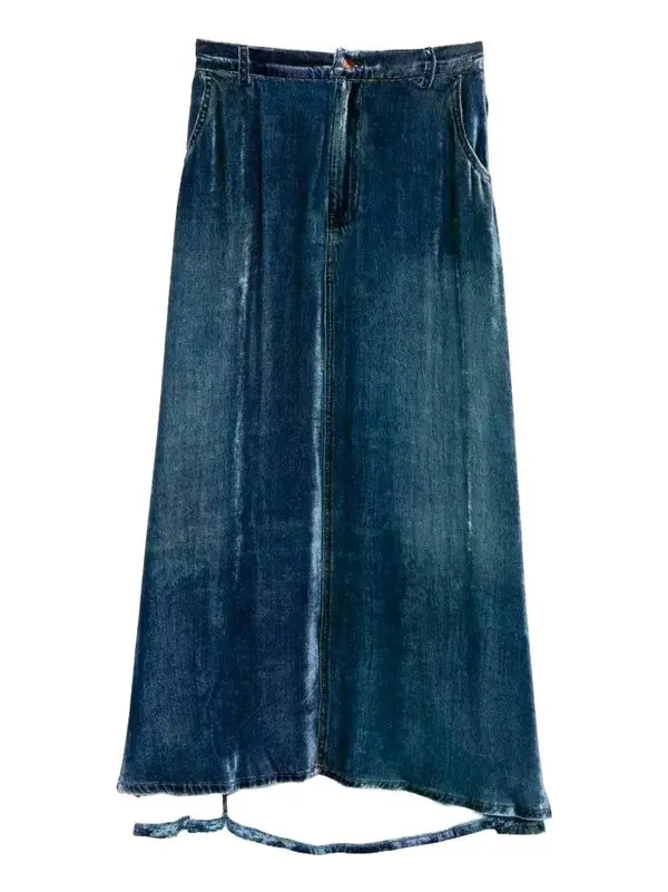 PIERRE-LOUIS MASCIA Kandox Velvet-effect Panelled Midi Skirt - Blue