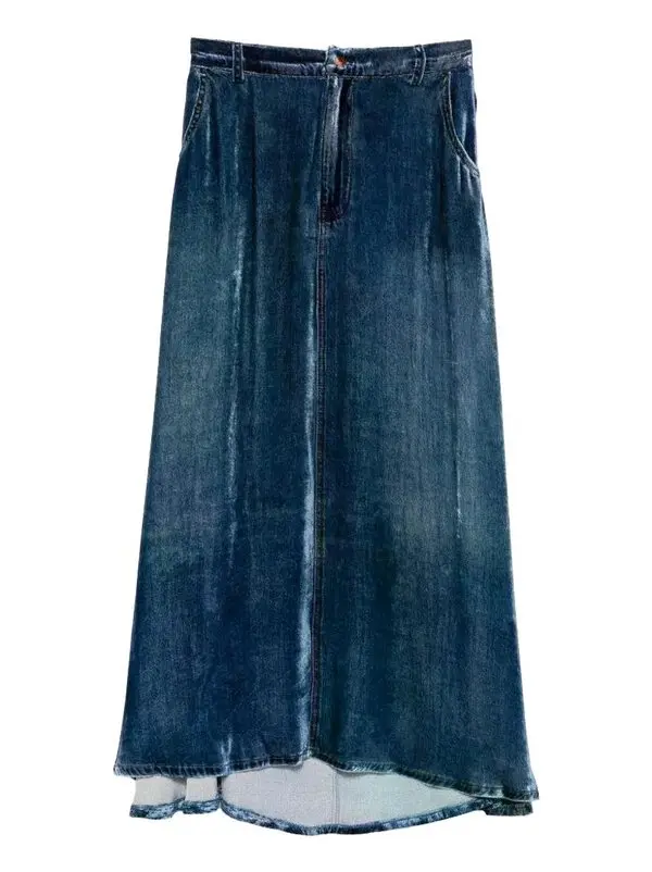 PIERRE-LOUIS MASCIA Kandox Velvet-effect Panelled Midi Skirt - Blue