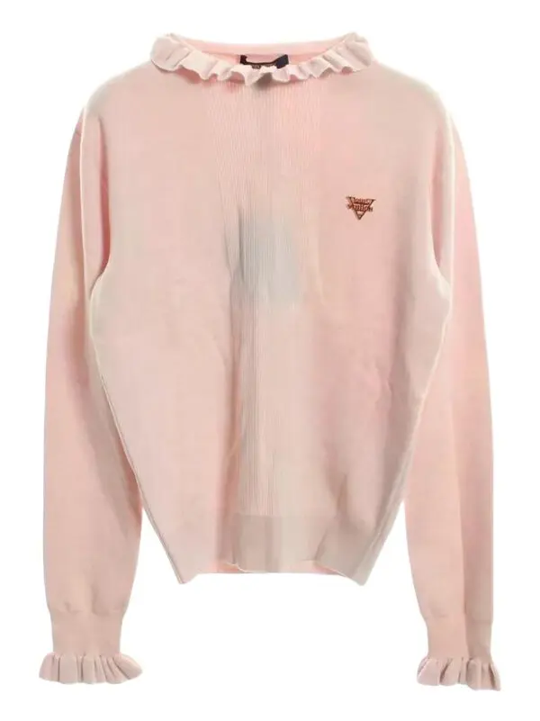 LOUIS VUITTON Long Sleeve Sweater With Logo Plaque - Pink