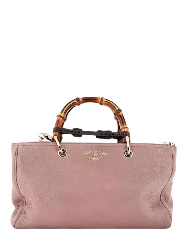 Gucci Bamboo Shopper Leather Medium Tote Bag - Pink