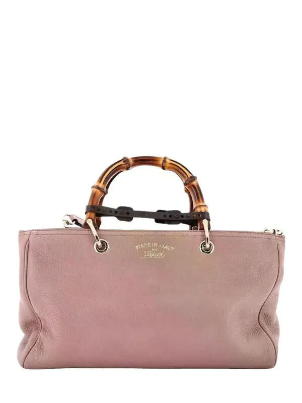 Gucci Bamboo Shopper Leather Medium Tote Bag - Pink
