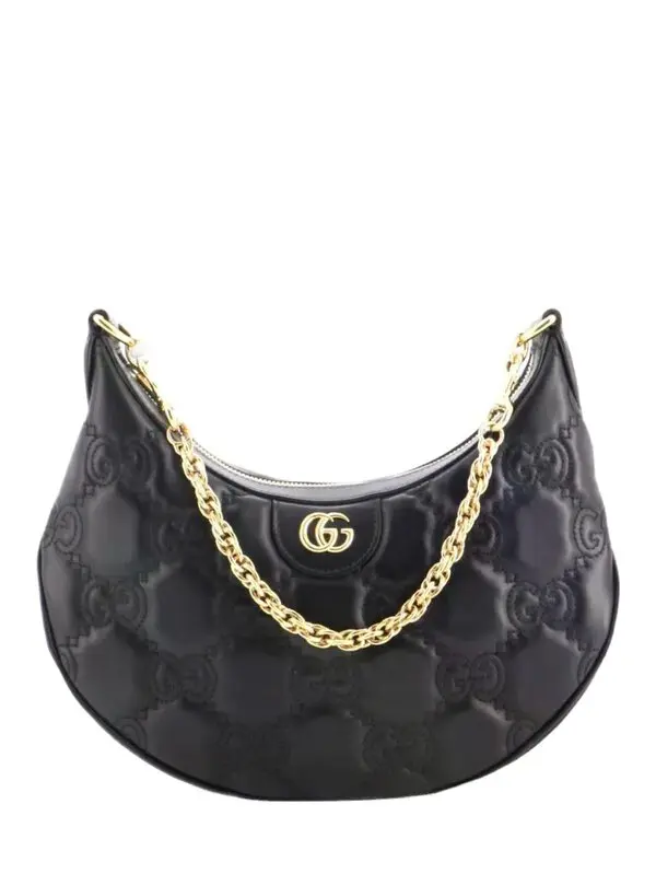 Gucci Half Moon Hobo Gg Matelasse Leather Small Crossbody Bag - Black