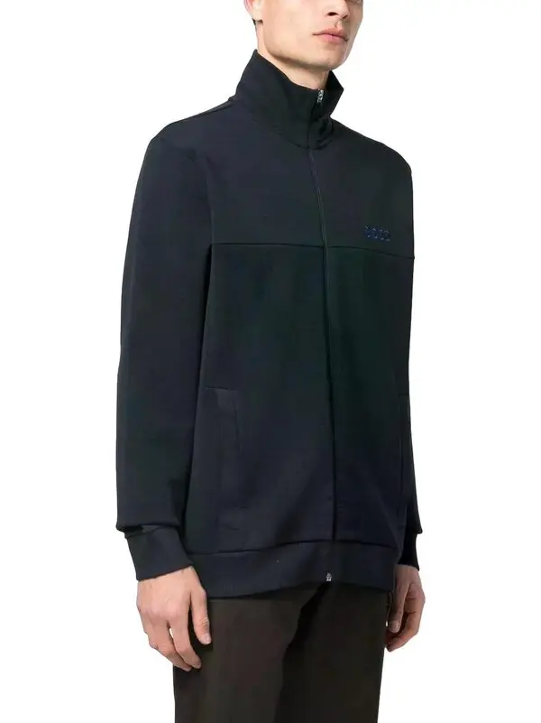 BOSS Logo-embroidered Zipped Jacket - Blue