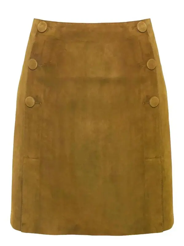 YVES SALOMON Button Detail Mini Skirt - Brown