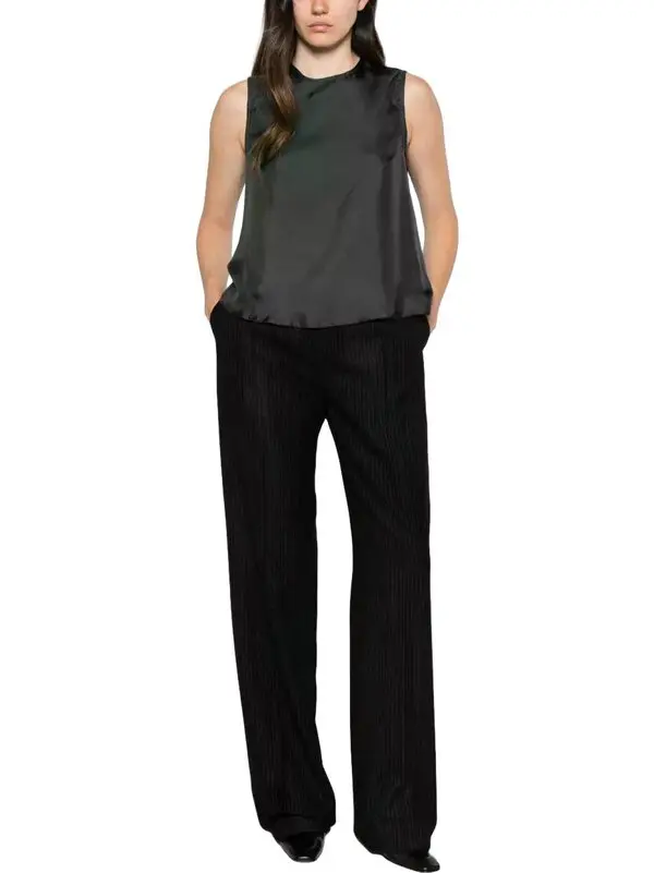 WHYCI MILANO Satin Finish Sleeveless Top - Black