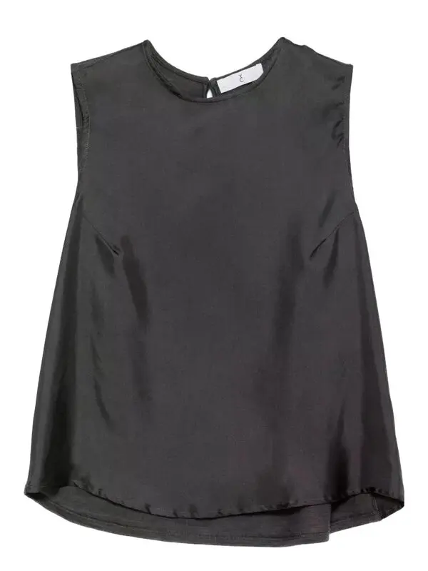 WHYCI MILANO Satin Finish Sleeveless Top - Black