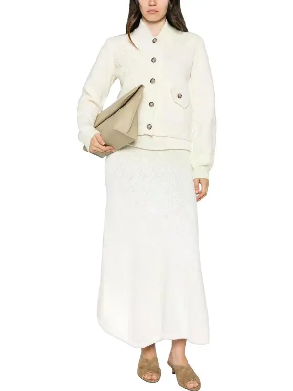 ERMANNO FIRENZE Cream White Crochet Patch Button-up Cardigan - Neutrals