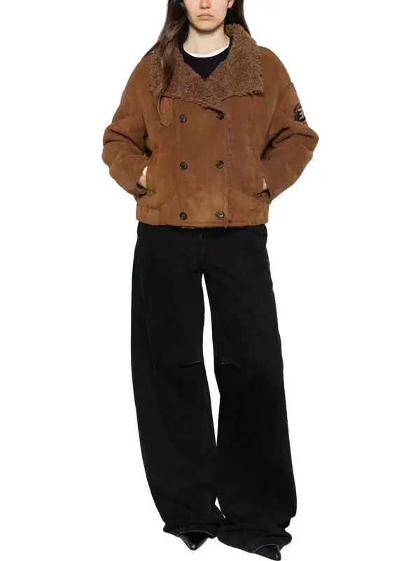 ERMANNO FIRENZE Double-breasted Coat With Side Pockets - Brown