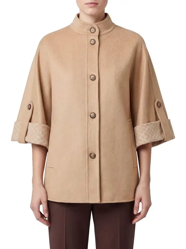 Max Mara Single-breasted Wool And Cashmere Cape With High Collar - Beige