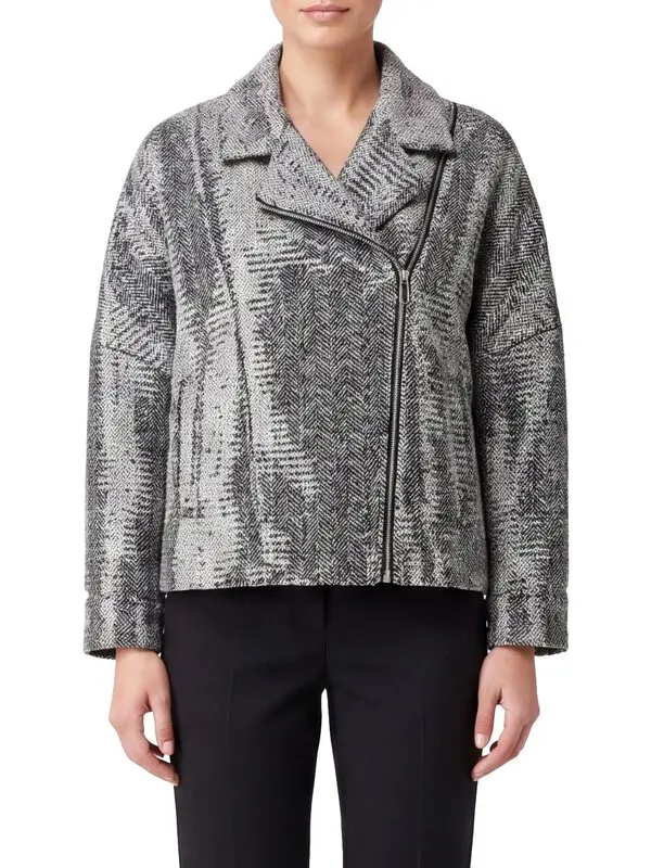 Pinko Short Jacket With Sequin Embroidery And Multi Chevron Pattern - Silver