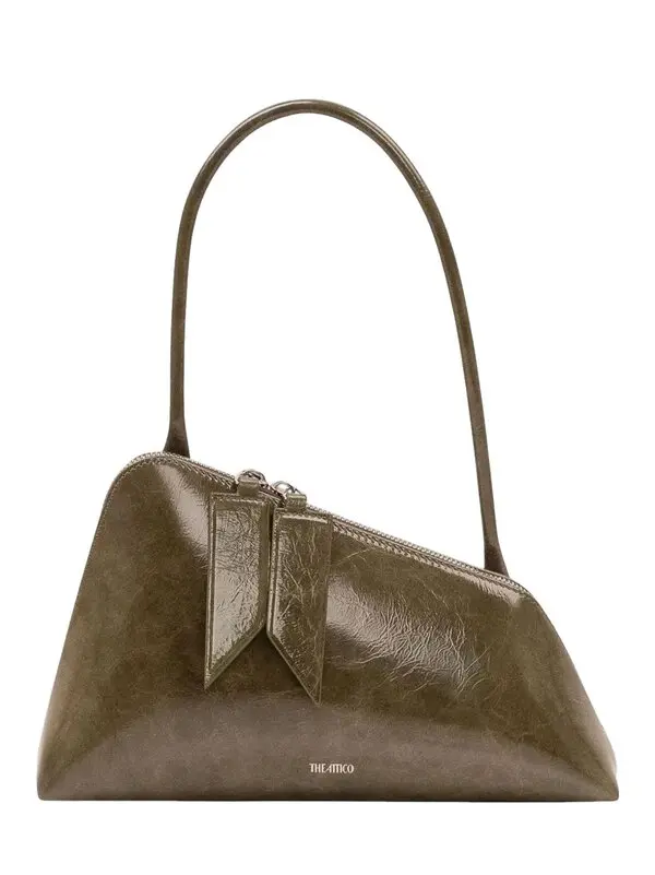 Attico Sunrise Shoulder Bag In Calfskin With Asymmetrical Design - Green
