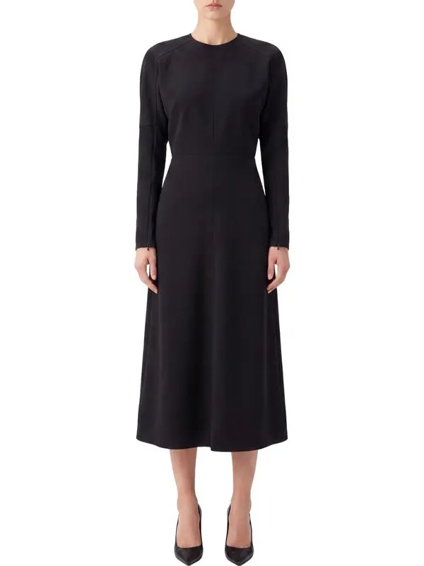 Victoria Beckham Dolman Midi Dress In Viscose Blend With Long Sleeves - Black