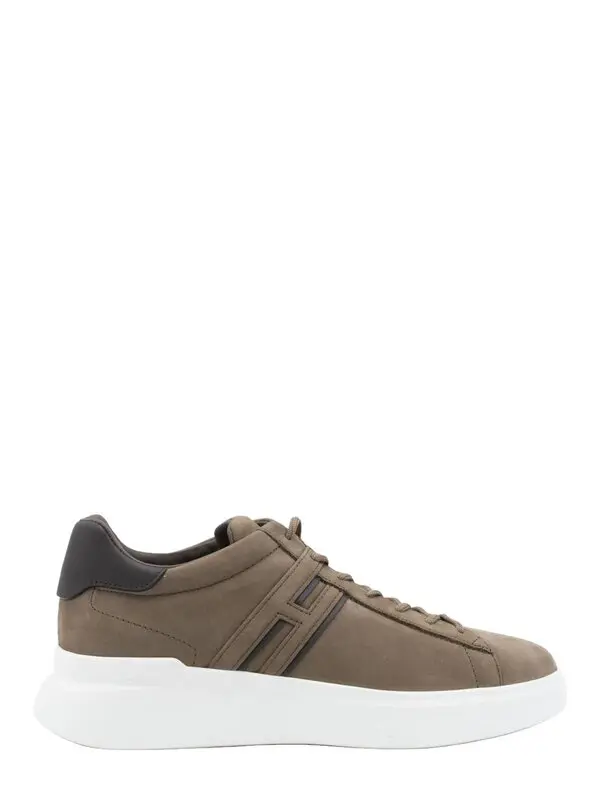 Hogan H580 Low-top Sneakers In Suede With H Logo And Platform Sole - Brown