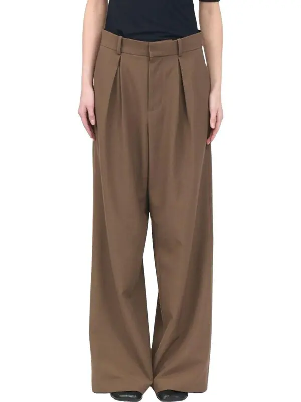 MAISON MARGIELA Pleated Wide-leg Wool-blend Trousers - Brown