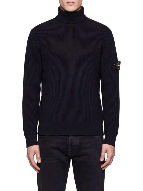 Stone Island Ribbed Turtleneck Jumper - Black