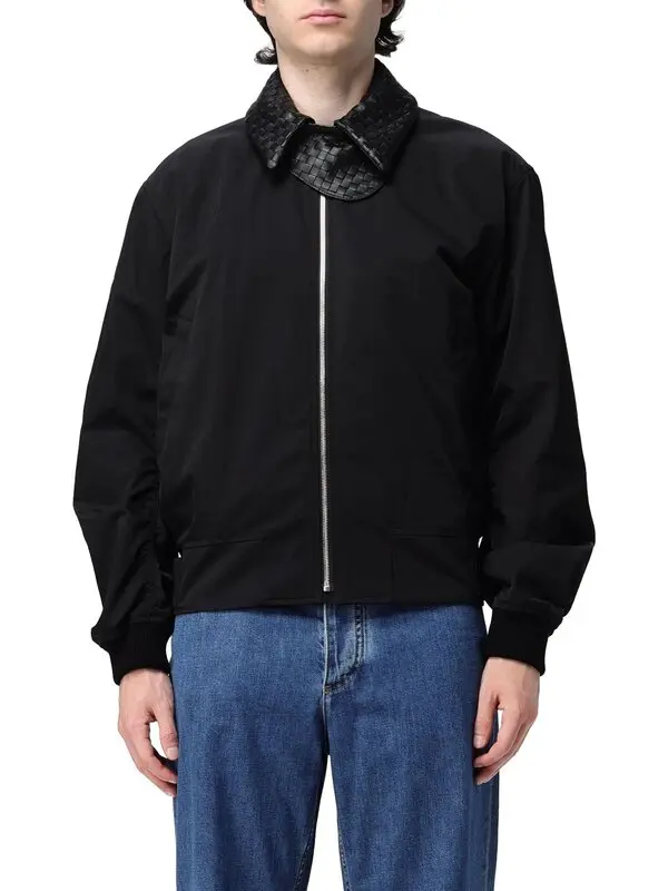Bottega Veneta Zip-up Jacket With Textured Collar - Black