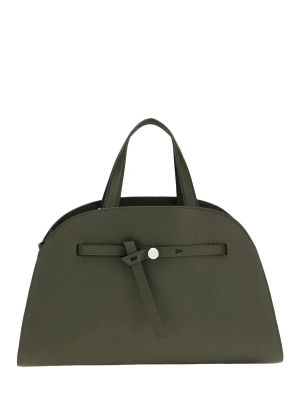 Tory Burch Romy Grained Leather Handbag With Double T Logo And Shoulder Strap - Green