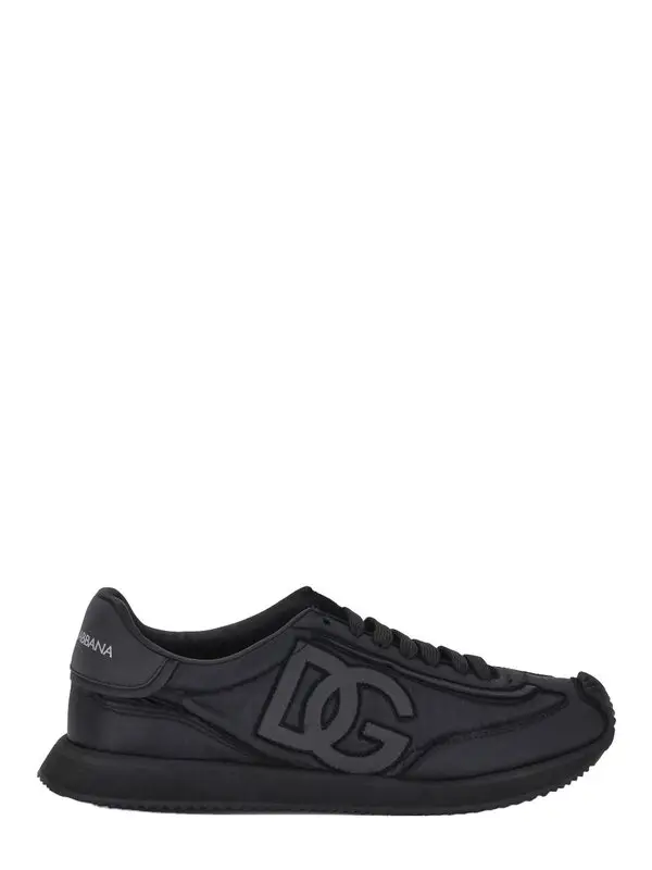 Dolce & Gabbana Dg Cushion Nylon And Leather Monogram Sneakers - Black